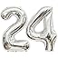 Amazon.com: 25 Number Balloons Silver 25 or 52 Balloons Number 40 Inch ...