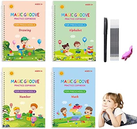 Amazon.com : DTREEL 4 Pc Large Grooved Writing Books,Reusable ...