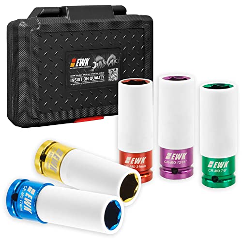 Snapklik.com : EWK 5 Pcs 1/2 Drive 17 19 21mm 7/8 13/16 Lug Nut Impact ...