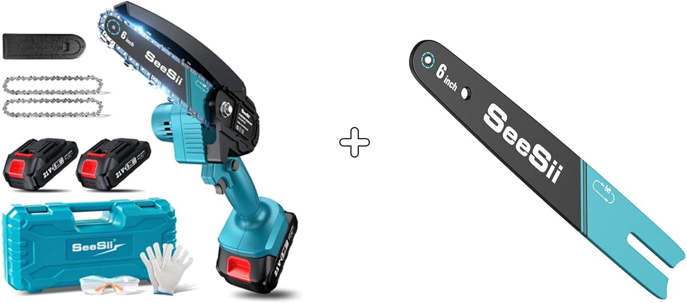 SEESII Mini Chainsaw Cordless 6-inch, Handheld Electric Power Chain Saw ...