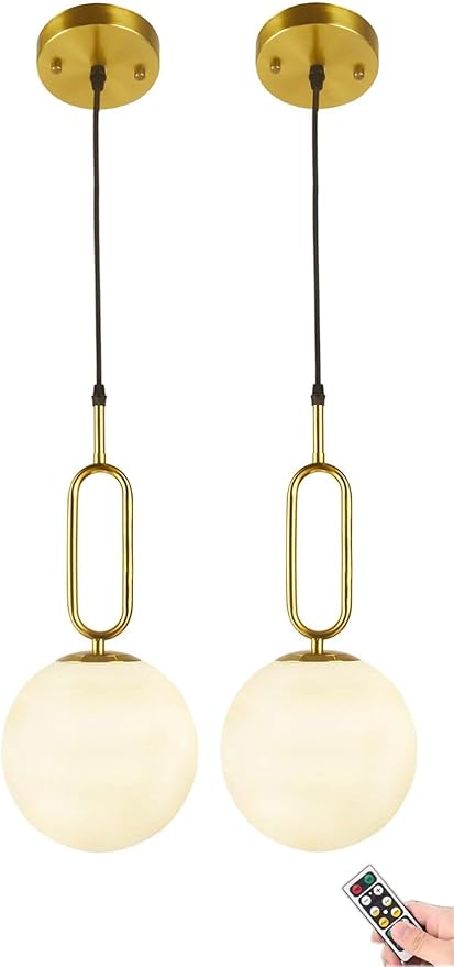 Wireless Pendant Lights Battery Operated Set of 2,USB Rechargeable ...