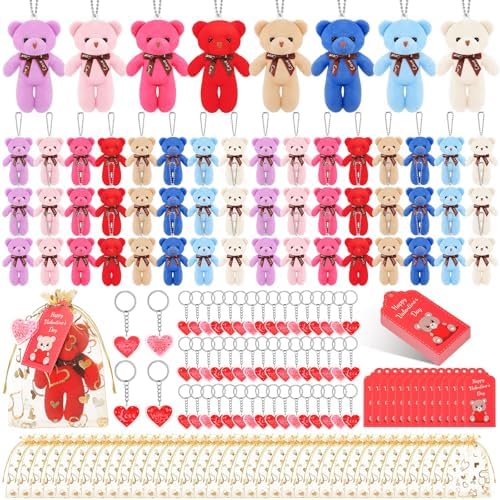 Amazon.com: Kenning 48 Pack Valentine's Day Mini Plush Bears with Heart ...