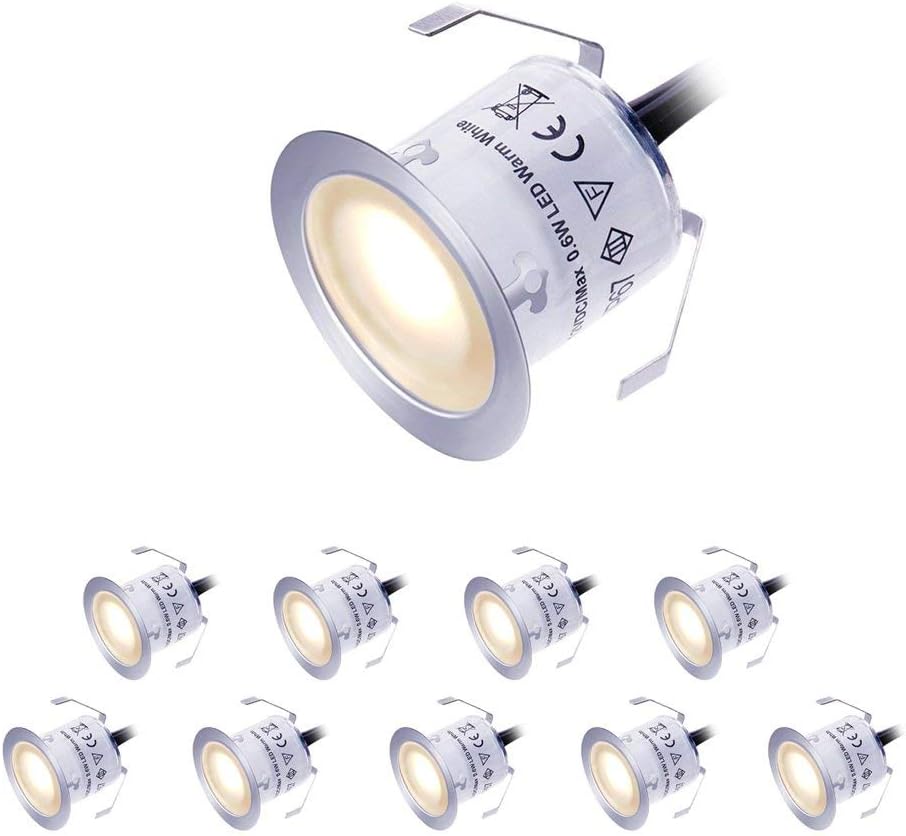 LED Deck Lights Kit 12V Low Voltage Waterproof IP67 Warm White Recessed ...