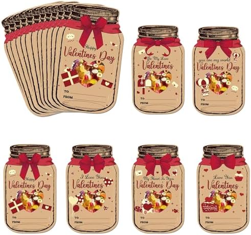 Amazon.com: 50Pack Valentines Cards for Kids Classroom, Candy Jar Cards ...
