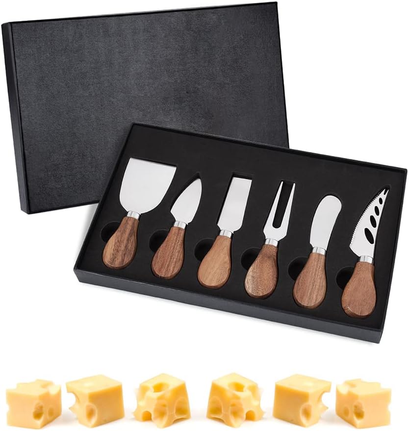 KALIONE 4 PCS Cheese Knives Set with Wooden Handle, Butter Cutter, Mini ...