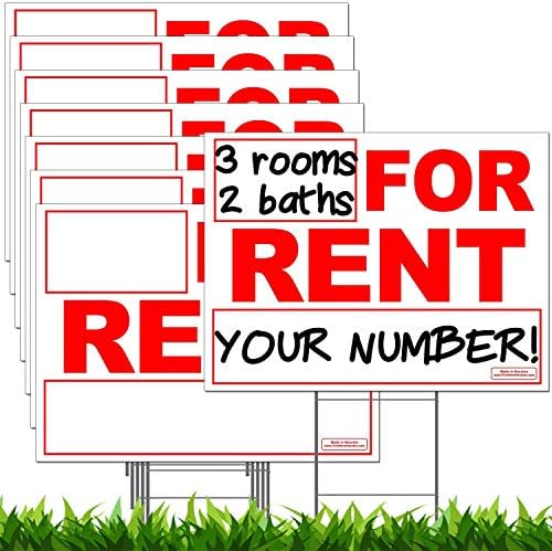 Amazon.com : Amyhill 3 Pack For Rent Sign with Stand 12 x 16 Inches for ...