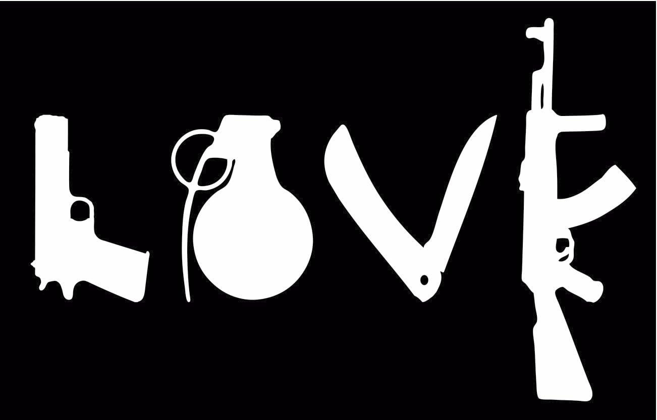 Love Grenade Machine Gun Pistol Knife Vinyl Decal Sticker : Amazon.co ...