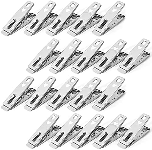Vinsani ® Laundry Clothes Pegs Stainless Steel Spring-Loaded Metal Clip ...