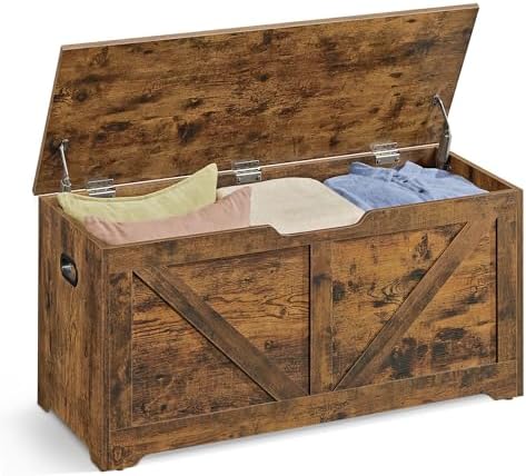 Amazon.com: VASAGLE Storage Chest, Storage Bench with 2 Safety Hinges ...