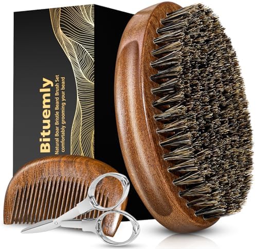 Amazon.com : Bituemly Beard Brush, Natural Boar Bristles Beard Brush ...