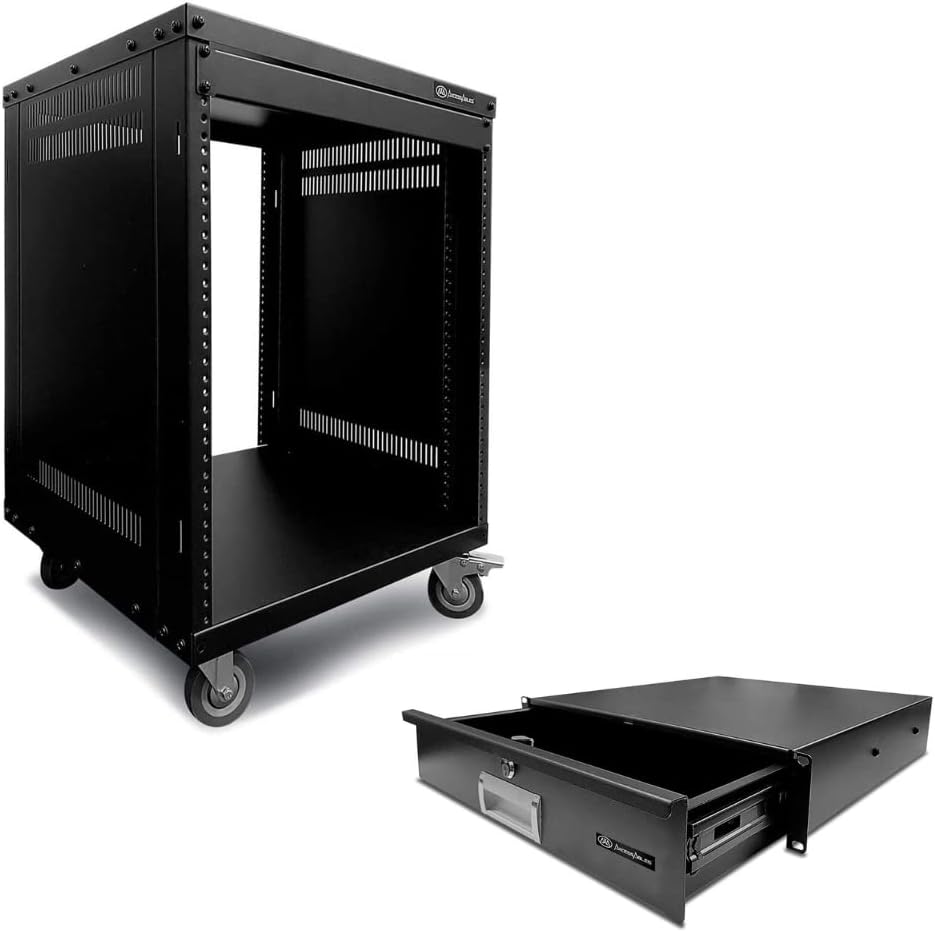 Amazon.com: AxcessAbles 12U AV Rack Stand with 2U Locking Rack Drawer ...