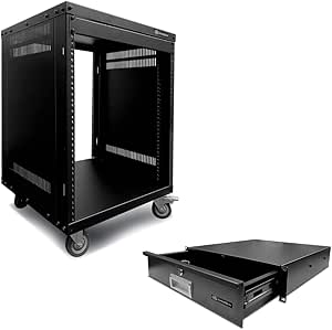 Amazon.com: AxcessAbles 12U AV Rack Stand with 2U Locking Rack Drawer ...