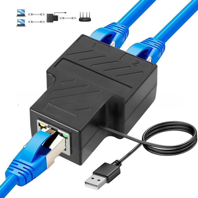 Amazon.com: Lativu Ethernet Splitter 1 to 2, RJ45 100Mbps Dual Port ...
