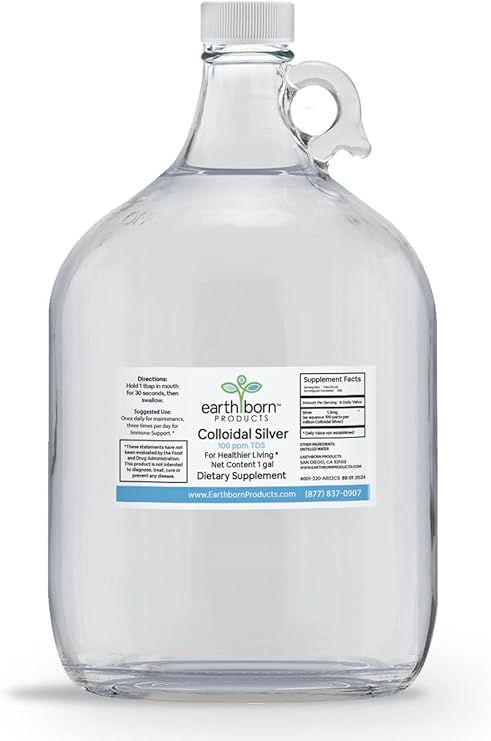 Amazon.com: Earthborn Colloidal Silver Liquid (128oz) - 100PPM Pure ...