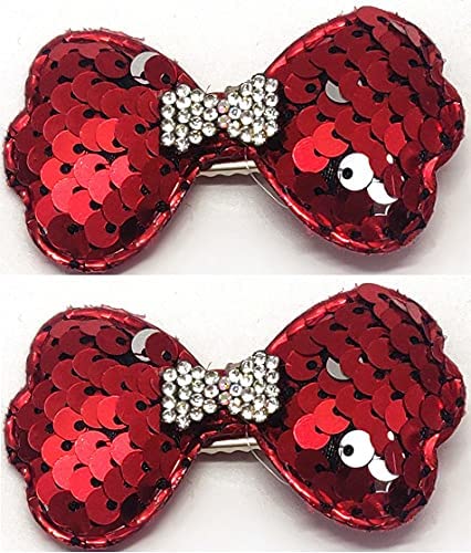 AAINAA Red Bow Clip Glitter Sparkle Bow Hair Clips Kids Glitter Hair ...