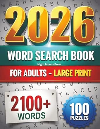 2026 Word Search Book for Adults – Large Print: 100 Puzzles (2100 ...
