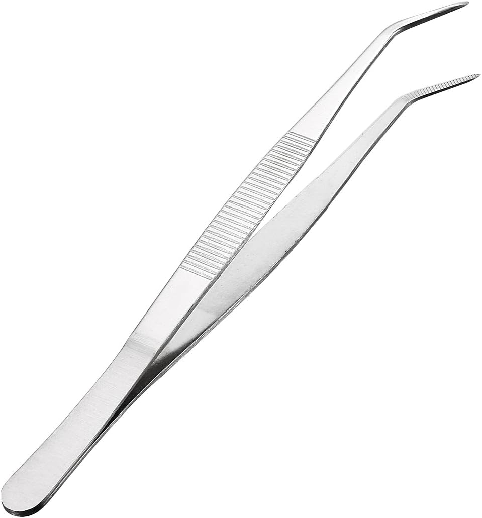 Amazon.com: uxcell 8-Inch Stainless Steel Tweezers with Curved Pointed ...