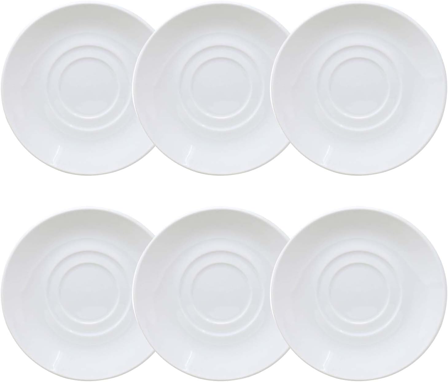 UNIQUE HOME LIVING Stacking Saucer Set of 6, 6.10 Inch White Porcelain ...