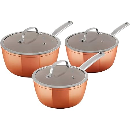 Tower T800001RW Linear Induction Saucepans Set With Lids, Non Stick ...