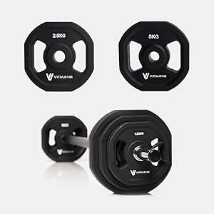 Vital Gym 25kg Studio Pump Barbell Weights Set - Adjustable Plates for ...