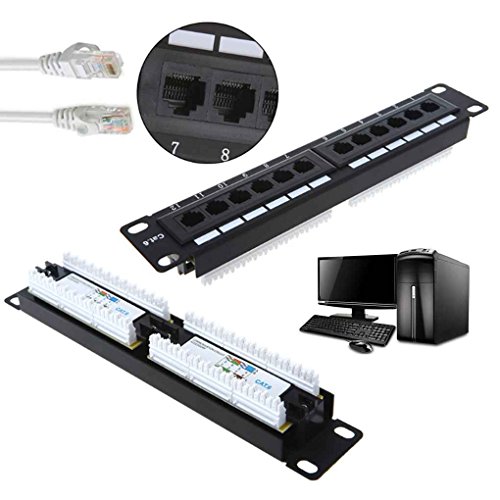 Floridivy GL-4013 12-Port Twisted Pair Patch Panel 10 Inch Cat6 Network ...