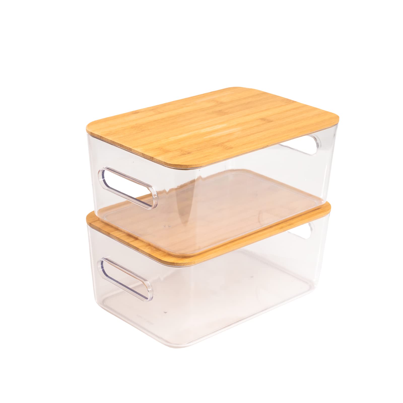 Amazon.com - OIKOS | Storage Organizer Box Bin Set With Handles Bamboo ...
