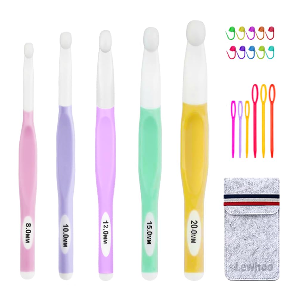 Amazon.com: Lewhoo Large Sizes Crochet Hooks Ergonomic Crochet Hooks ...