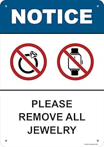 G Signage - OSHA 'Please Remove All Jewelry' Aluminum Notice Sign ...