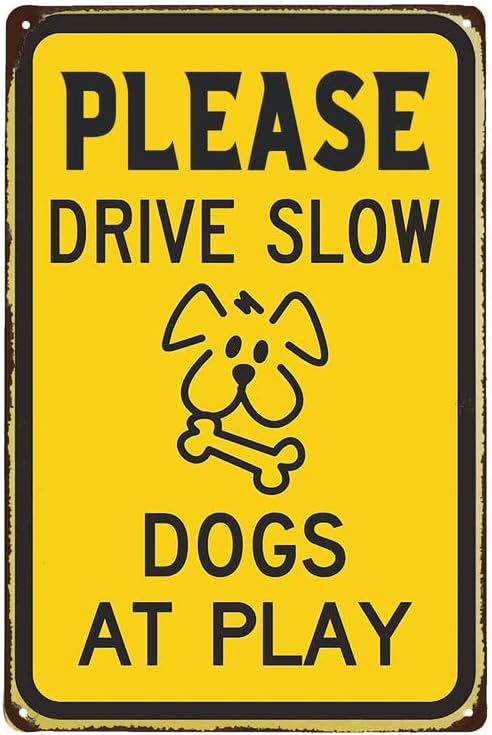 Amazon.com : Please Drive Slow - Dogs at Play Drive Slow Signs Please ...
