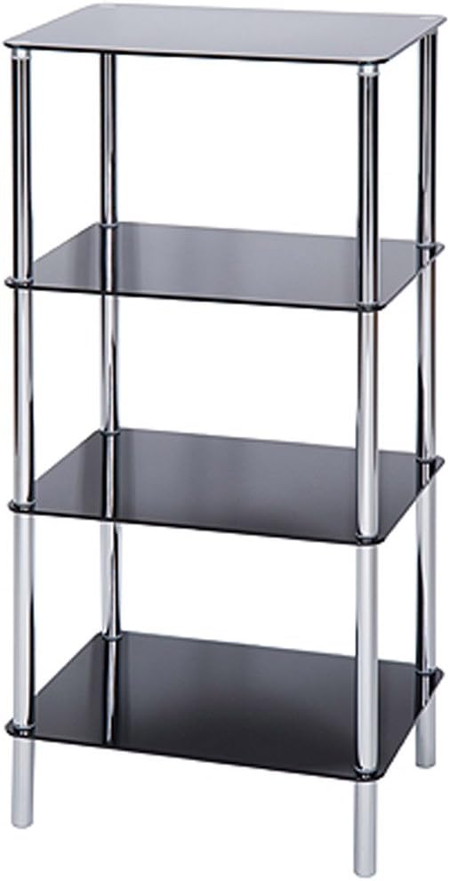 Levv Table d'appoint carrée avec 4 étagères (Noir/chrome) : Amazon.fr ...