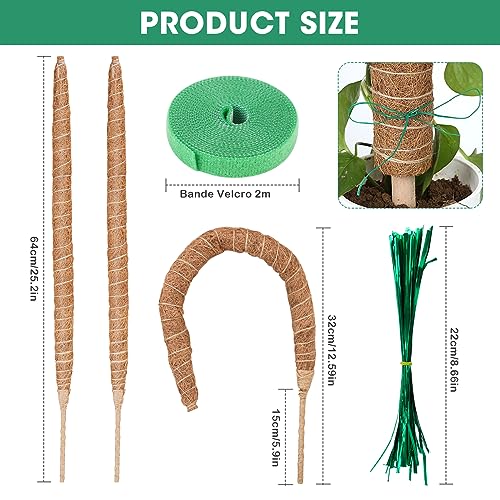 Moss Pole, Moss Pole for Monstera, 2PCS 25” Indoor Bendable Plant ...