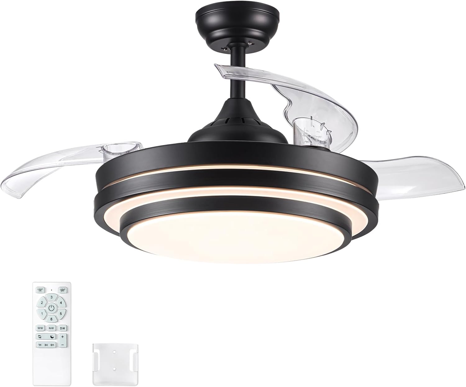POCHFAN 42 Inch Retractable Ceiling Fan with Lights Remote Control ...