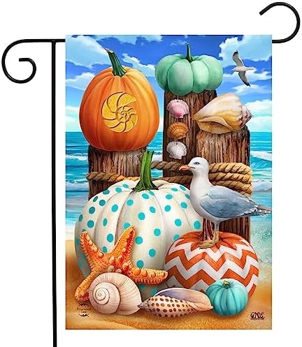 Amazon.com : DLZDN Fall Beach Garden Flag Thanksgiving Pumpkin Garden ...