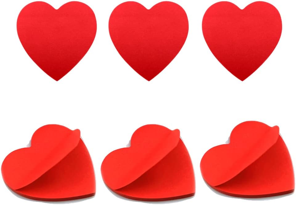 Amazon.com : FAZHBARY 6 Pack Heart Shaped Red Sticky Notes - Cute ...