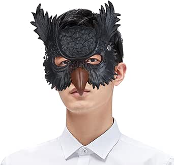 Amazon.com: HKSICHENGKEJI Owl Mask Halloween Animal Mask Black Half ...