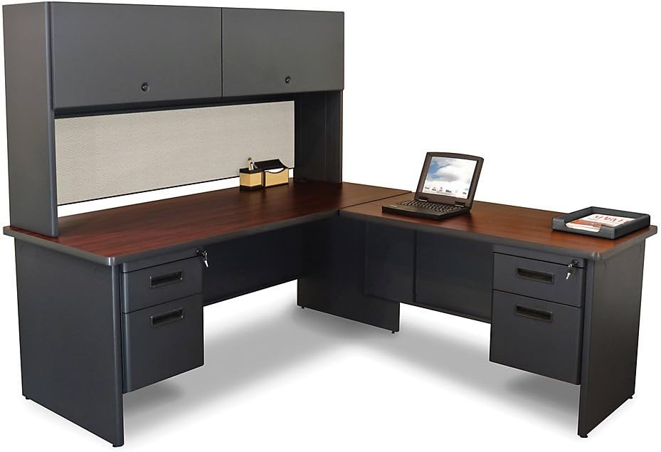 Amazon.com: Pronto Desk with Return and Pedestal, 72W x 78D:Dark ...