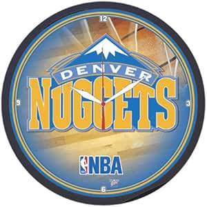 Amazon.com : Wincraft Denver Nuggets NBA Round Wall Clock : Sports Fan ...