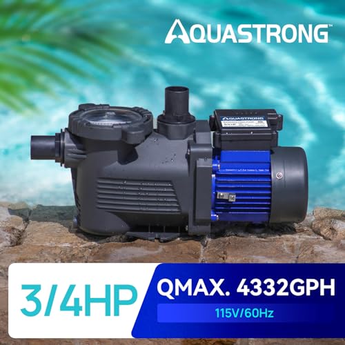 3/4 HP AQUASTRONG Above Ground Pool Pump, Self-Priming, 4332 GPH, 115V ...