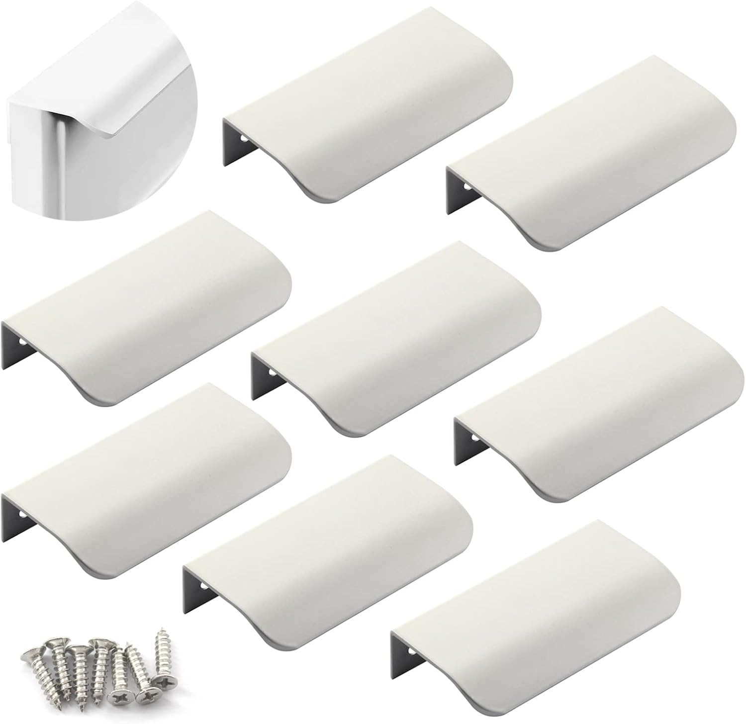 Length 120mm Aluminium Alloy Finger Edge Pull Handles Matt White Drawer ...