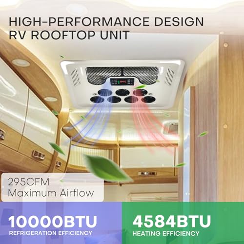 RV Air Conditioner 10000 BTU Non-Ducted, 45dB 2-in-1 RV Rooftop Air ...