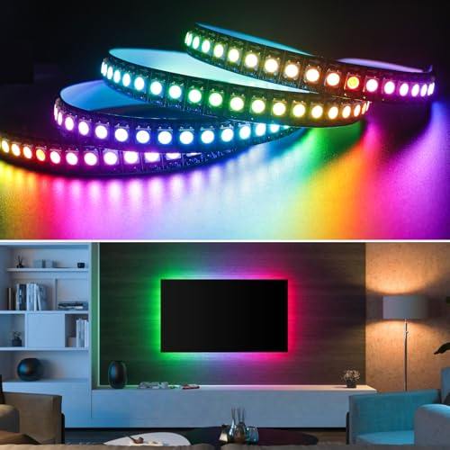 Tesfish WS2812B Strip Light 5V RGB LED Pixel Strip 1 m 144 LEDs/M IP30 ...