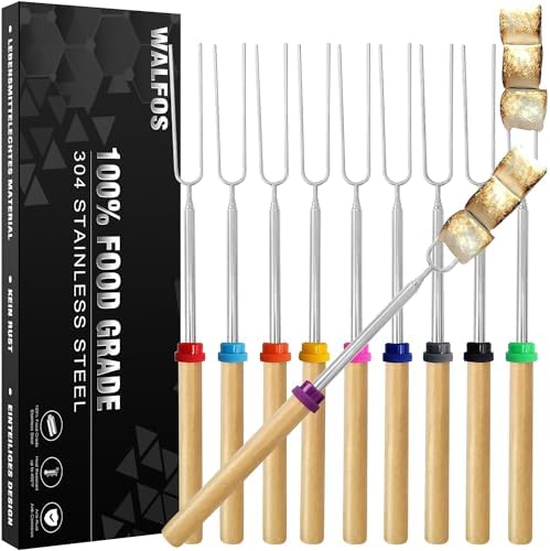 Marshmallow Toasting Forks, Telescoping Smores Sticks for Fire Pit ...