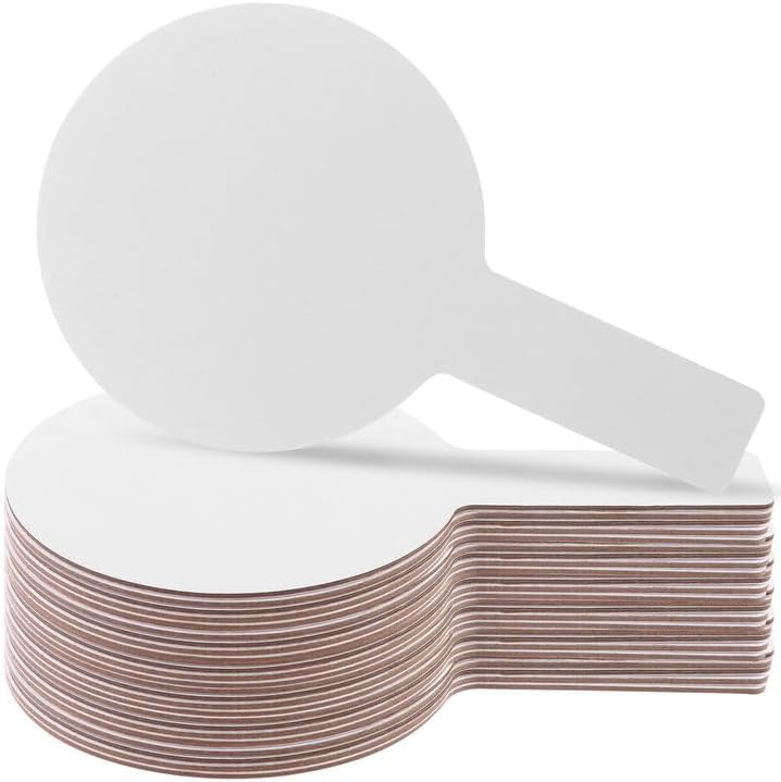 PIAOPIAONIU 20 Pcs Dry Erase Paddles Round White Double Sided Handheld ...