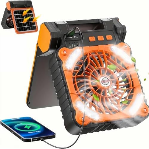 Amazon.com: YUEMIDAMY Solar Powered Fan for Camping ，Camping Fan with ...