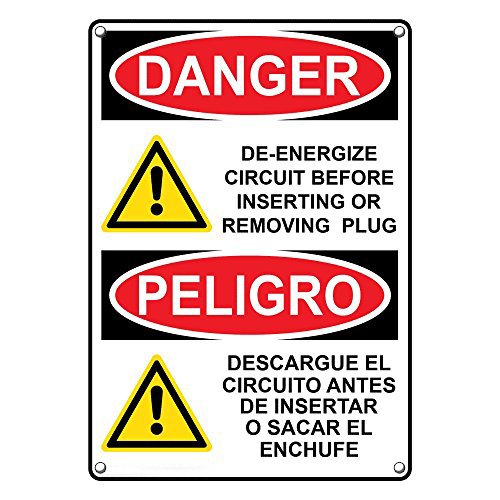 Weatherproof Plastic Vertical OSHA Danger De-Energize Circuit Bilingual ...