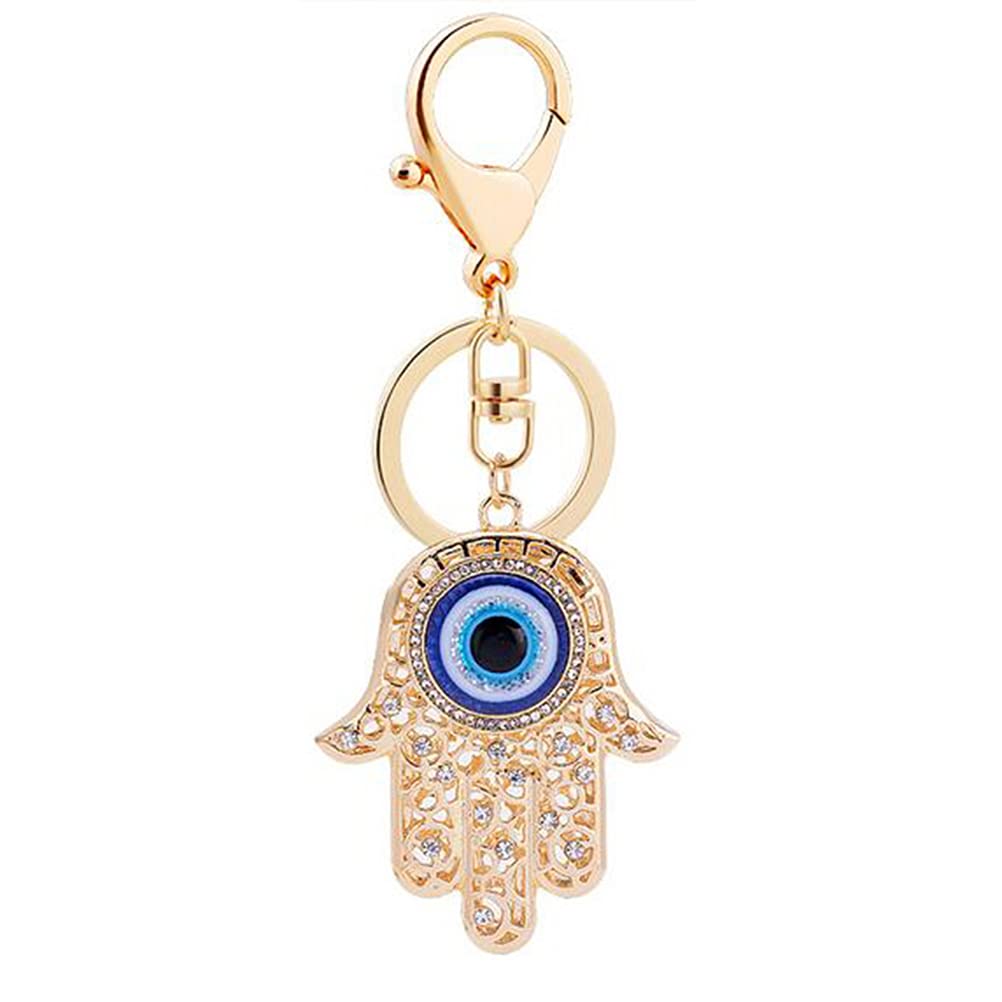 Blue Evil Eye on a Hamsa Crystal Rhinestone Keychain Key Chain ...