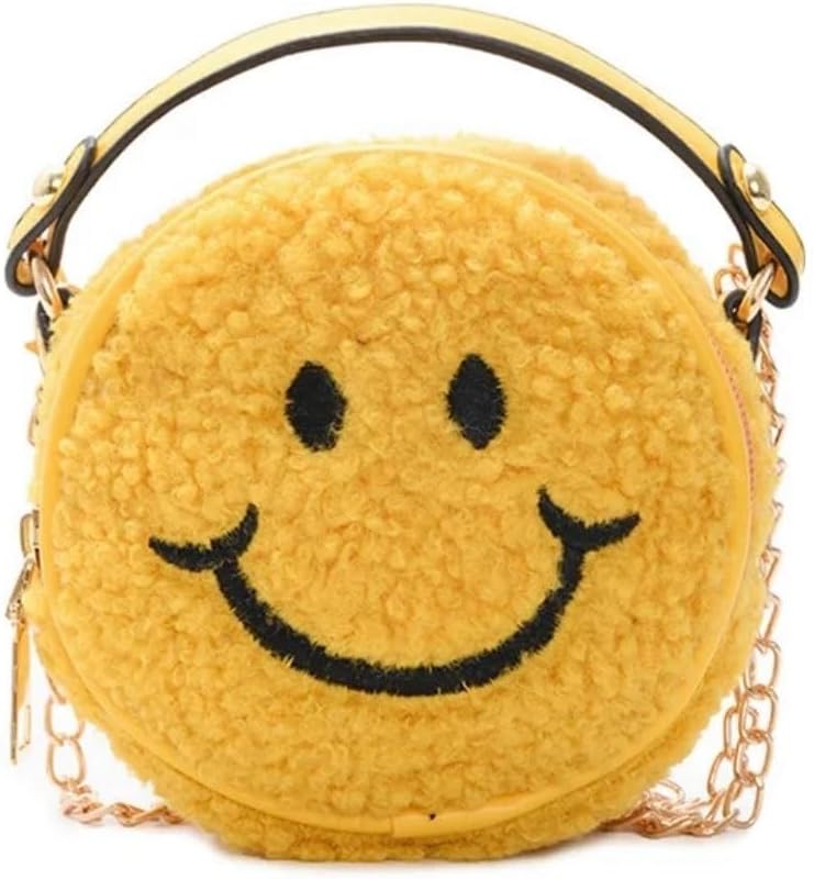 Amazon.com: Generic Smiley Face Crossbody Plush Bag (Yellow) - Kawaii ...