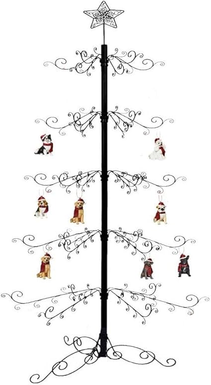 HOHIYA 7 Feet Wrought Iron Christmas Tree Metal Ornament Display Stand ...