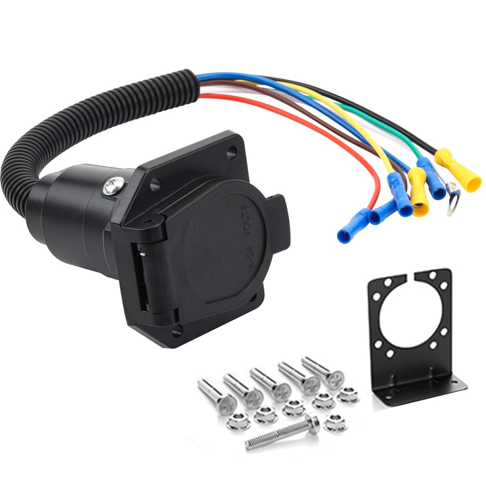 Amazon.com: 7 Pin Trailer Plug, Universal 7 Way RV Trailer Light ...