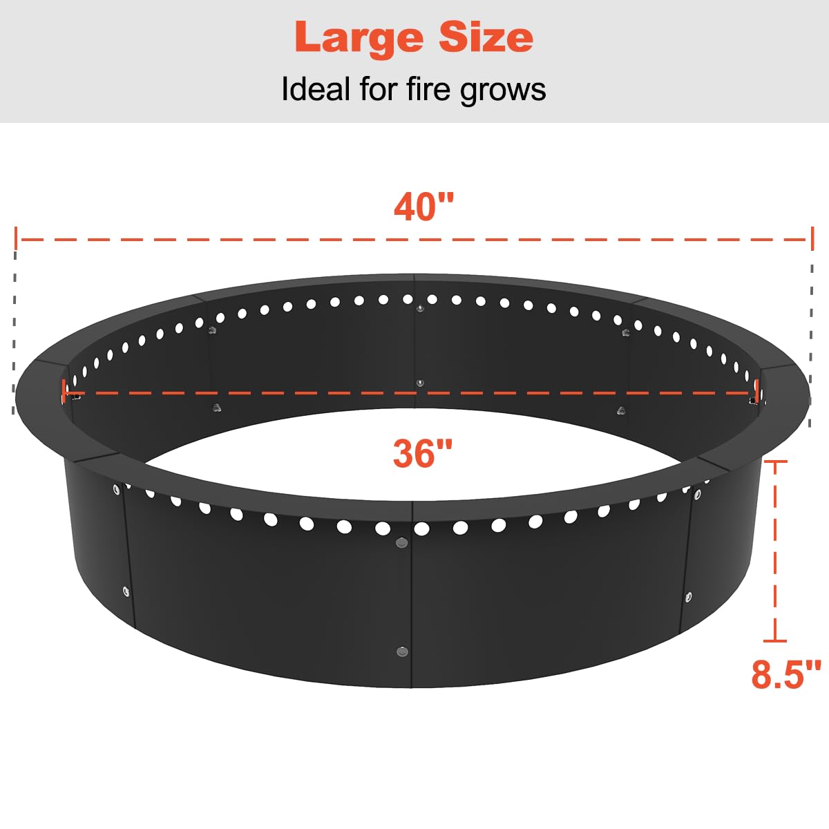 Snapklik.com : Koutemie Outdoor Smokeless Fire Pit Ring Liner 40-Inch ...